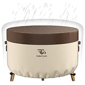 Zadst Cycle 62" Dia Table Cover Waterproof, Patio Furniture Round Table Covers, 600D Heavy Duty Round Table Cover for Anti-UV, Rip Resistant, Water Resistant, Small, Brown