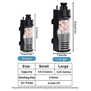 hygger Small Aquarium Bio Sponge Filter Mini Fish Tank Filter for Breeding Fry Betta Shrimp Tank 0.5-5 Gallon (Small)