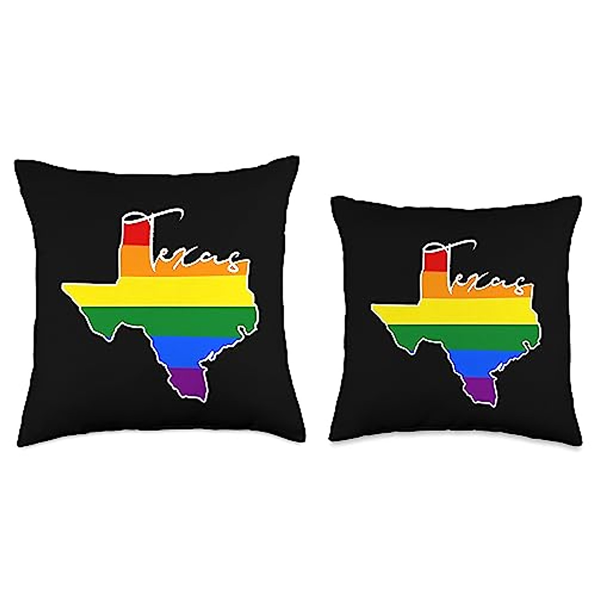Texas Map USA State Rainbow Pride Flag Map USA State Texas Rainbow Flag Pride Month Throw Pillow, 16x16, Multicolor