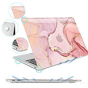 B BELK Compatible with MacBook Air 13 inch Case 2021 2020 2019 2018 M1 A2337 A2179 A1932 Touch ID Retina Display, Plastic Laptop Hard Shell Case + 2 Keyboard Cover + Screen Protector, Pink Marble