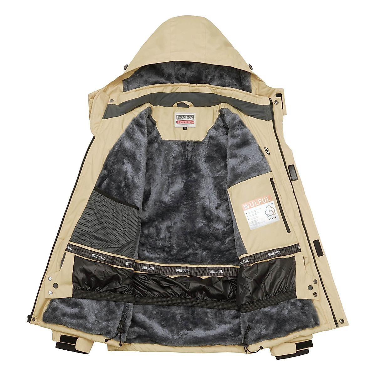 WULFUL Men's Waterproof Ski Jacket Warm Winter Snow Coat Mountain Windbreaker Hooded Raincoat