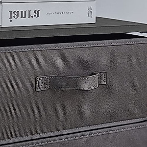 OLD CAPTAIN 3 Drawer Fabric Dresser with Charging Socket Tall Nightstand for Bedroom,Black+Dark Grey