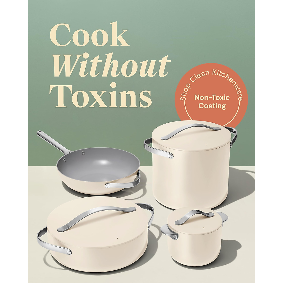 Caraway Cookware+ Collection - Specialty Cookware Set - Petite Cooker, Stir Fry Pan, Rondeau, & Stock Pot - 3 Lids & Storage Organizer Included - Navy