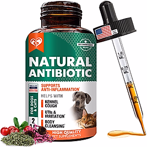Natural Herbal Antibiotics for Cats and Dogs - Kennel Cough Relief & Urinary Tract Support - Cranberry UTI Treatment Pet Supplement - Respiratory & Cold Infection Medicine - Made in USA
