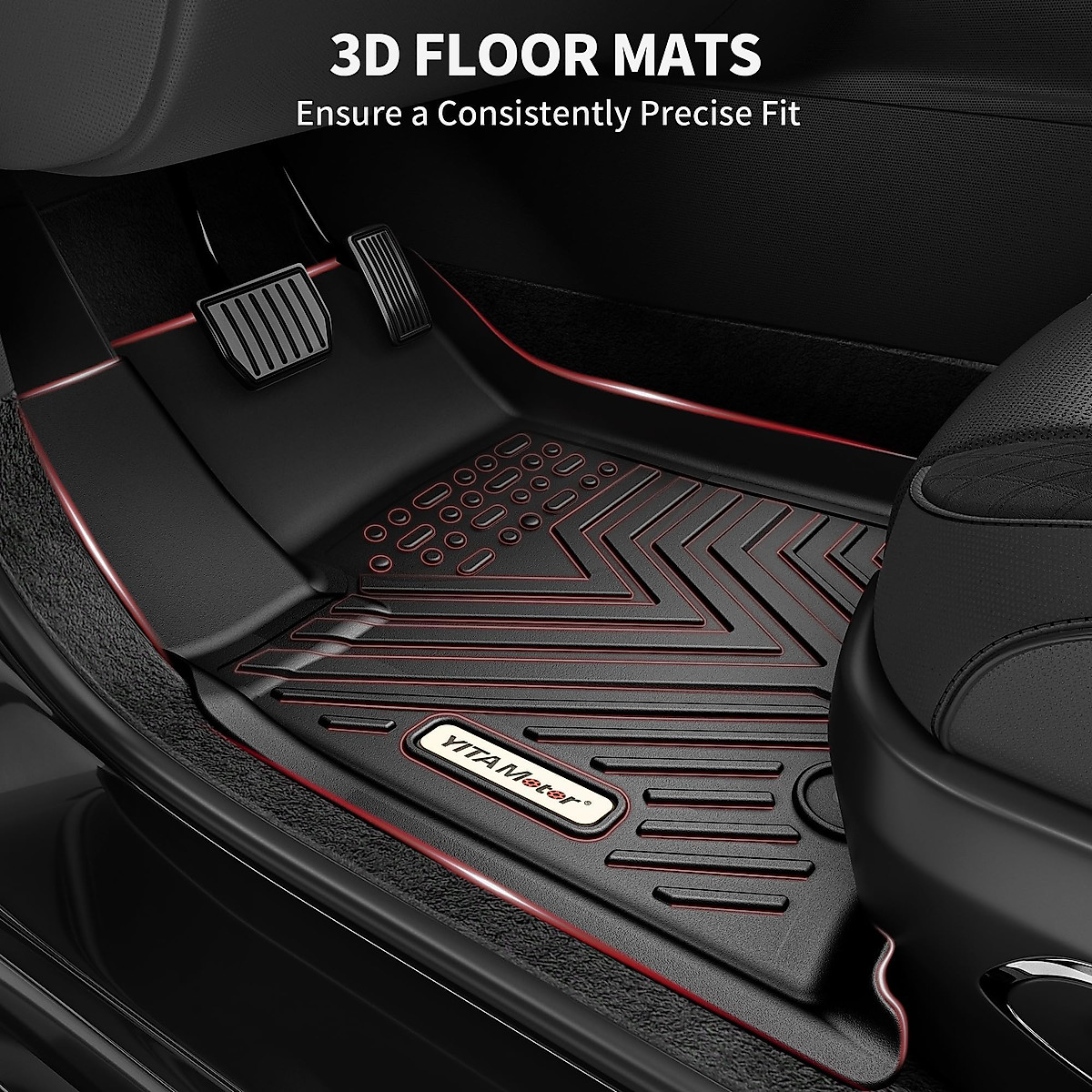 YITAOTOR Floor Mats Fit for Ford F-150/F150 Lightning SuperCrew Cab 2024-2015(Rear w/o U-Seat Flat Storage),TPE All Weather F150 Truck mats, 1st & 2nd Row