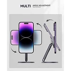 LULULOOK Magnetic Phone Stand for iPhone 12/13/14, Aluminum Design, Rotation Adjustable Desk Phone Holder Dock for iPhone 13 12/13 12 Mini/13/14 12 Pro/13/14 12 Pro Max, Mag-Safe Case Gray
