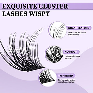 Lash Clusters 144PCS Volume Individual Lashes 8-18mm B&Q Eyelash Clusters Diy Cluster Eyelash Extensions Wispy Cluster Lashes Beginner Eyelash Extension Long Lasting Lashes Wispy(DTFD-Classic)