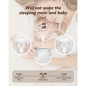 Wearable Electric Breast Pumps, Hands-Free Breastfeeding Pump, BPA Free Nursing Double Breast Milk Pumps with 5 Modes & Touch Panel, LED Display, Split Designed, 21MM/24MM Insert Funnels