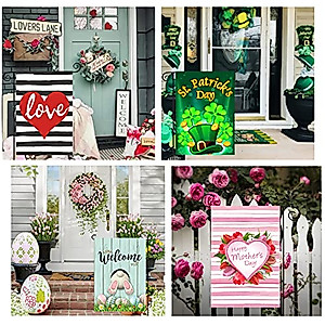 Yileqi 20pcs Seasonal Garden Flags Set Double Sided Holiday Small Yard Flags, Christmas Winter Garden Flag for Outdoor Decoration 12x18 Inch Durable Anti-Fade