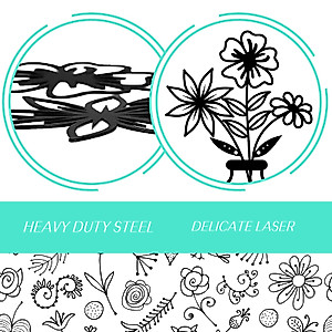 2 Pieces Vase Metal Wall Art Flower in Vase 13.8 x 7.9 Inch Kitchen Wall Decor Boho Metal Flower Wall Art Metal Flower Wall Decor Hanging Black Wall Art Sign Vase Metal Wall Sign for Home Garden