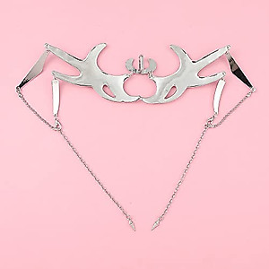 KF Ornament CyberPunk Cyborg Masquerade Mask, Half Face Mardi Gras Mask Metal Mask Liquid Irregular Fluid Face for Halloween/Costume/Phantom of the Opera (Cyberpunk)