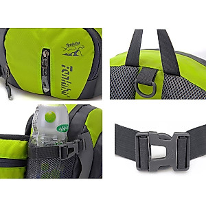 Multifunctional Water Resistant Waist Pack Backpack Daypack with Water Bottle Pockets for Running/Hiking/Cycling/Traveling (Black)