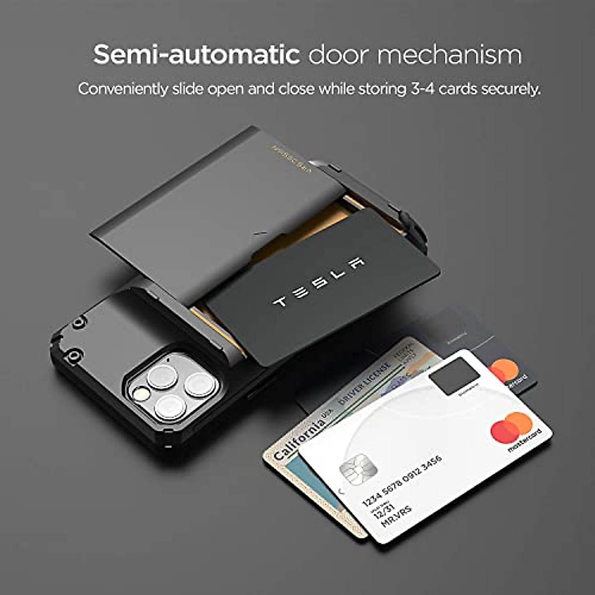 VRS DESIGN Damda Glide Pro Compatible for iPhone 12/12 ProCase, with [4 Cards] Premium Sturdy [Semi Auto] Credit Card Holder Slot Wallet for iPhone 12/12 Pro 6.1 inch(2020)