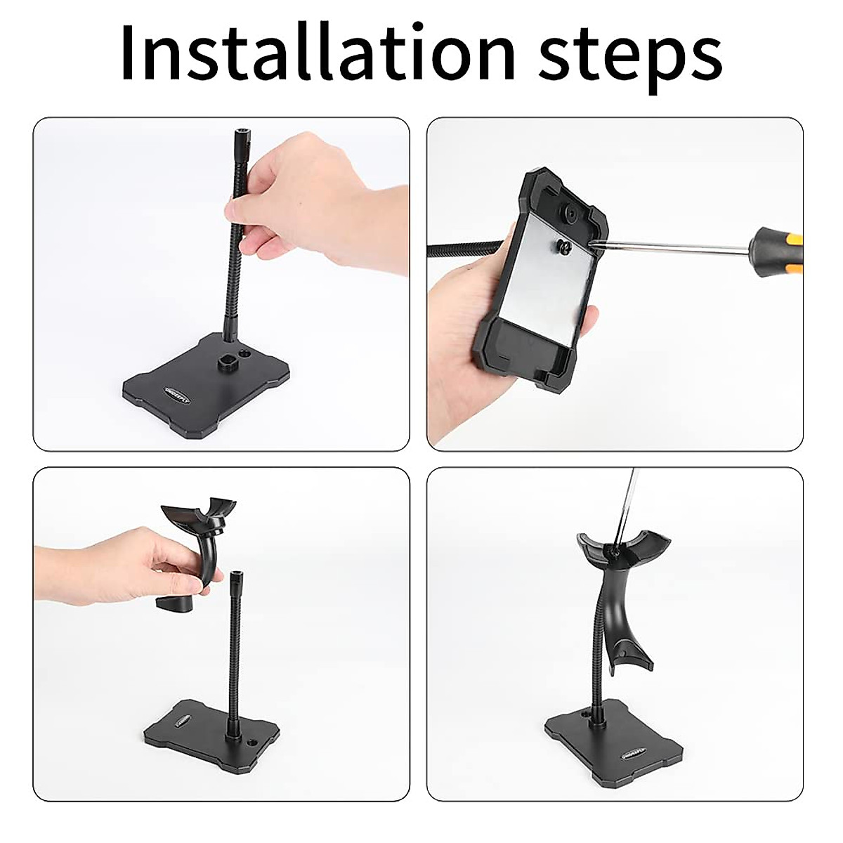 UNIDEEPLY Goose Neck Hands Free Adjustable Barcode Scanner Stand for Bar Code Readers Gun Desk Support Holder Mount Only