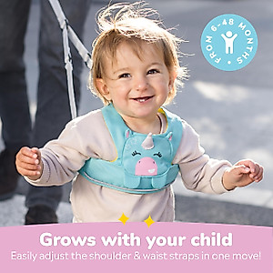 Trunki Toddler Leash - Fuss Free Toddler Walking Reins & Kids Safety Harness | Baby Leash for Kids – UNA Unicorn (Turquoise)