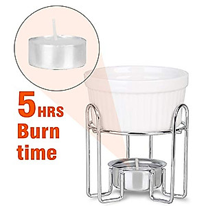 Artestia Butter Warmers Set,4 Pieces Butter Warmers for Seafood, Ceramic Butter Warmer Set with 4 Pieces Tea Light Candles,Fondue -Dishwasher Safe, Microwave Safe, Oven Safe(White)