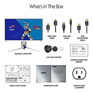 ASUS ROG Strix 27” 1440P HDR Gaming Monitor (XG279Q-G) GUNDAM EDITION - QHD (2560 x 1440), Fast IPS, 170Hz, 1ms, G-SYNC Compatible, Extreme Low Motion Blur Sync, Eye Care, DisplayPort, Dual HDMI, USB