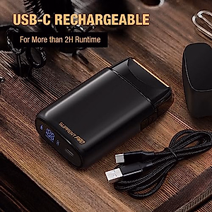 SUPRENT PRO Foil Shaver for Men- Head Shaver for Bald Men- Professional Beard Trimmer with Double Foil Head- Rechargeable Electric Razor for Men- 120Min Runtime- IPX5 Waterproof- Mens Gifts- Black