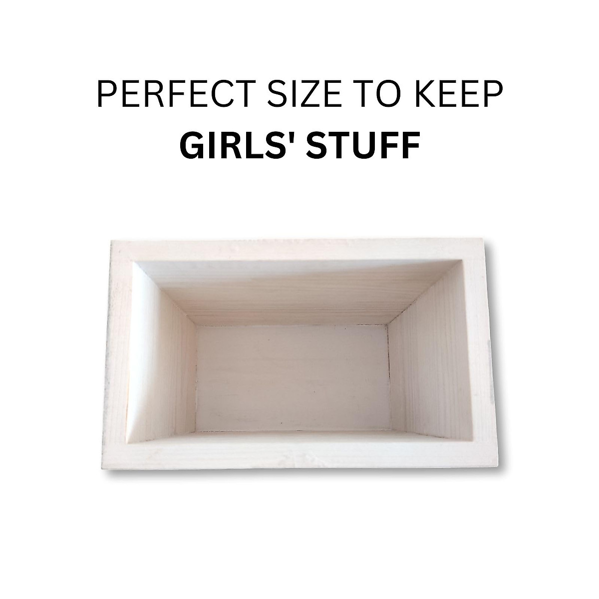 GoFika Tampon Holder for Bathroom| Feminine Product Organizer| White Dispenser Container with Lid| Girls Stuff Storage Box Rustic Real Wood