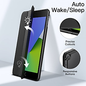 JETech Case for iPad Mini 5/4 (7.9-Inch 2019/2015 Model) with Pencil Holder, Clear Transparent Back Shell Slim Stand Shockproof Tablet Cover, Auto Wake/Sleep (Black)