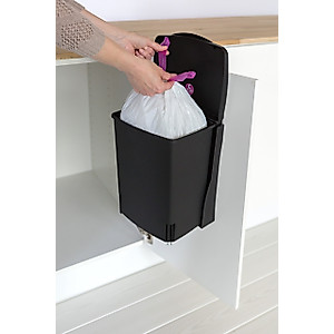 Brabantia Mounted Hidden Compact Organizer for Kitchen, 2.6 Gal, Black