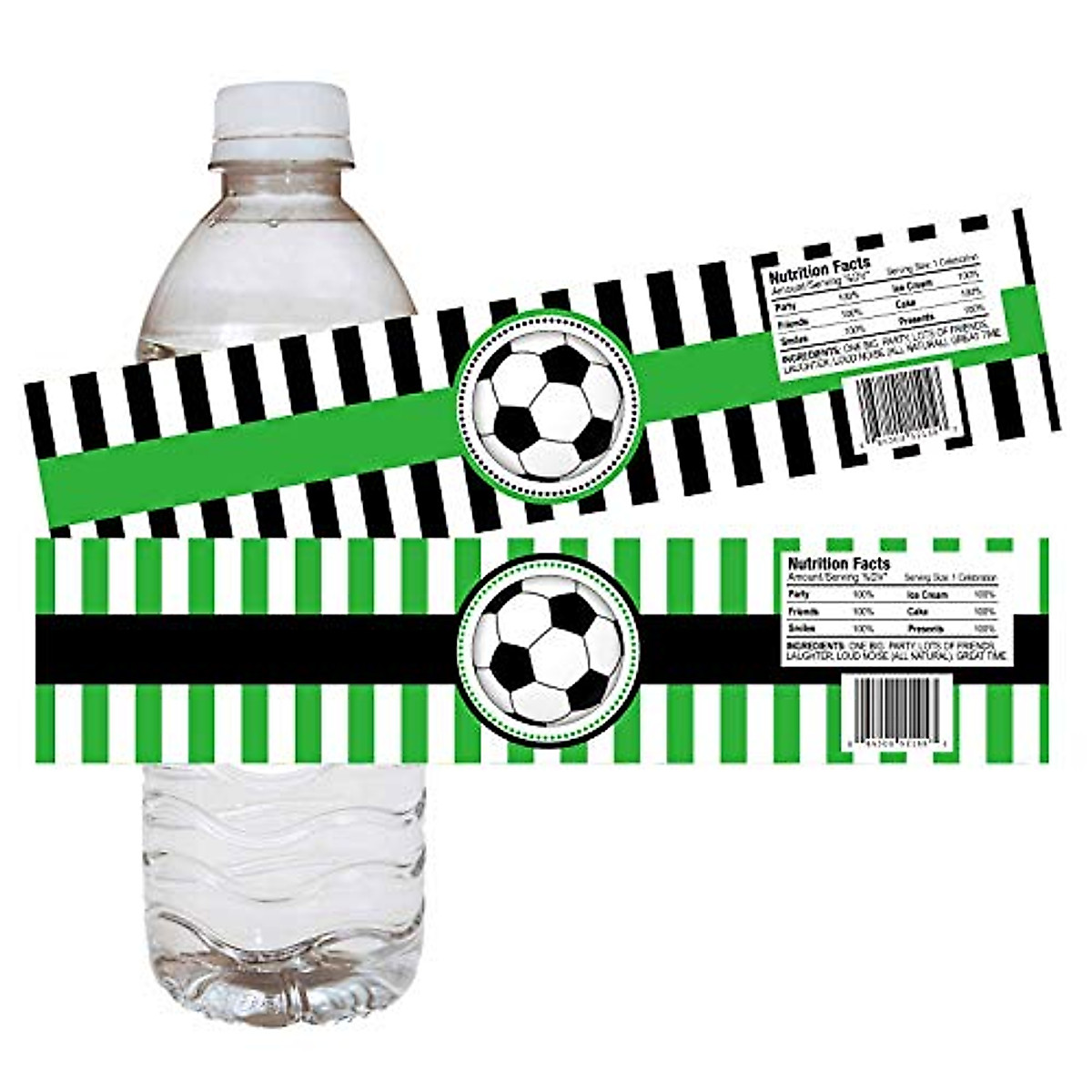 Soccer Ball Party Water Bottle Labels by Adore By Nat - Boy Girl Birthday Baby Shower Sticker - Set of 12