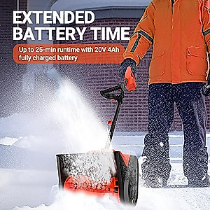 VOLTASK Cordless Snow Shovel, 20V | 12-Inch | 4-Ah Cordless Snow Blower, Battery Snow Blower with Battery Compartment Cover & Adjustable Front Handle (4-Ah Battery & Quick Charger Included), SS-20D