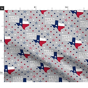 Spoonflower Fabric - Texas Strong White Blue Star Red Cowboy Patriotic Gray State Pride Printed on Petal Signature Cotton Fabric Fat Quarter - Sewing Quilting Apparel Crafts Decor