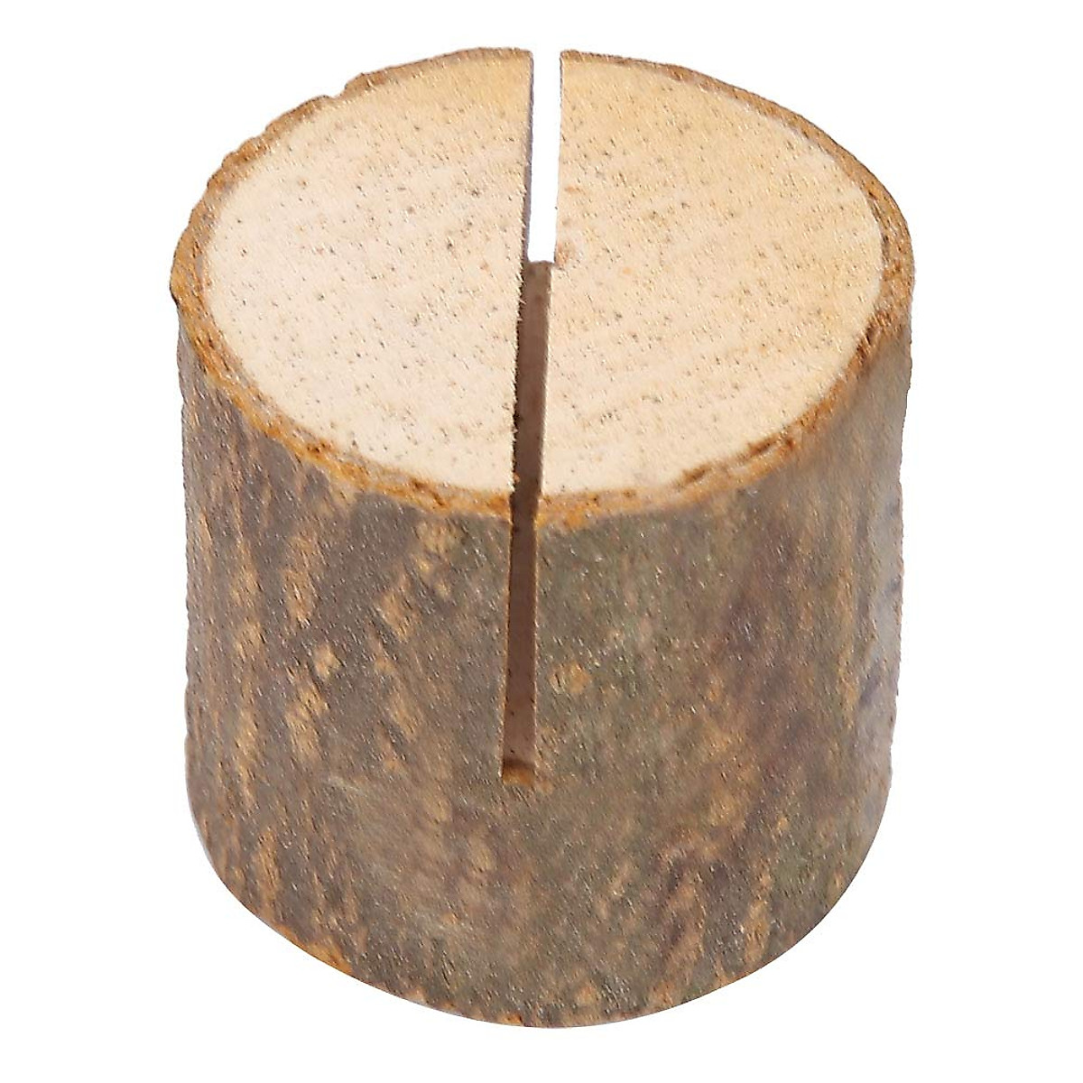 XIASABA Place Card Holders 10 Pcs Stump Shape Party Place Card Holder Stand Number Table Clip Card Holder Rustic Wooden Card Holders Mini Wood Place Card Holders