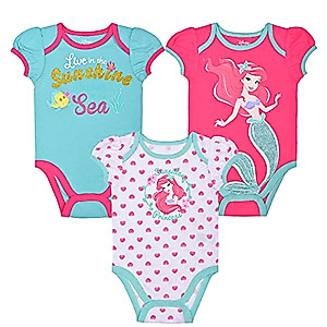 Disney Baby-Girls The Little Mermaid Ariel Bodysuit, Pink, 0-3 Months (Pack of 3)