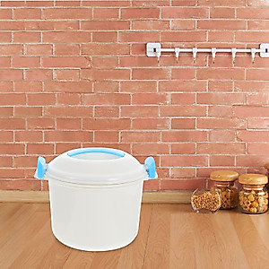 Microwave Rice Cooker Steamer Pasta Cooker Microwave Food Container Fish Vegetable Veggie Steamer Steaming Bowl for Cooking Yellow