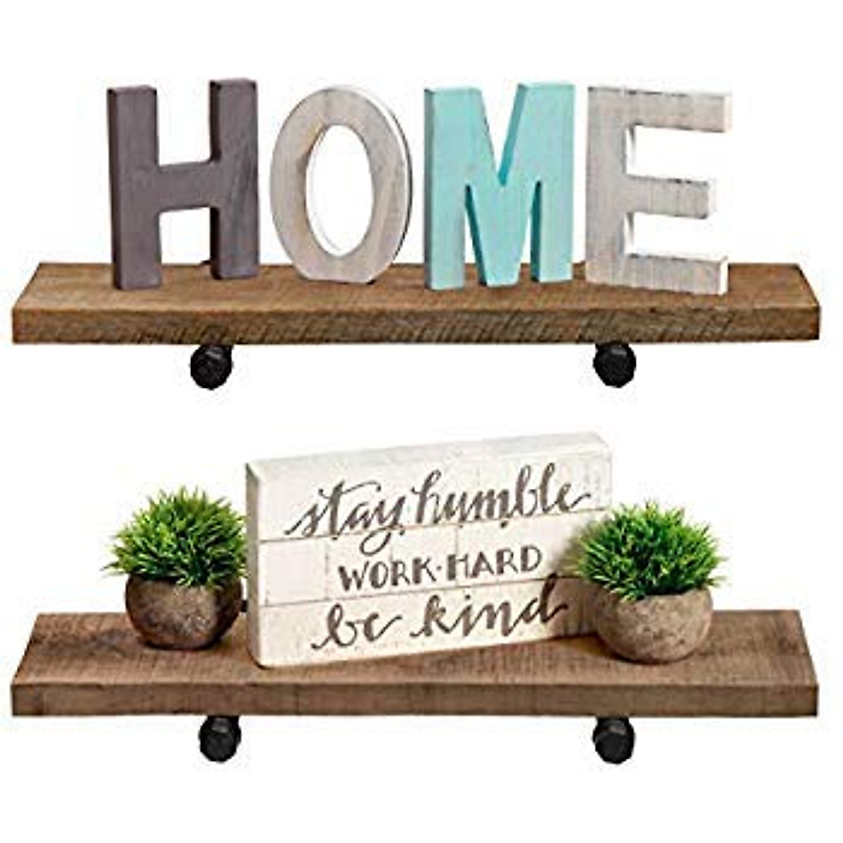 Industrial Floating Shelves Wall Shelf - Floating Shelves Wood Wall Mounted, Hanging Shelves, Floating Shelves Rustic, with Pipe Hardware Brackets (Set of 2) 1.5'' X 7.5'' (Special Walnut, 36'')