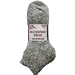 Weatherproof Legwear Women's Ankle Boot Socks Soft Cotton Blend, Black Gray Olive Red, 6 Pairs, 9.5, (1533562)