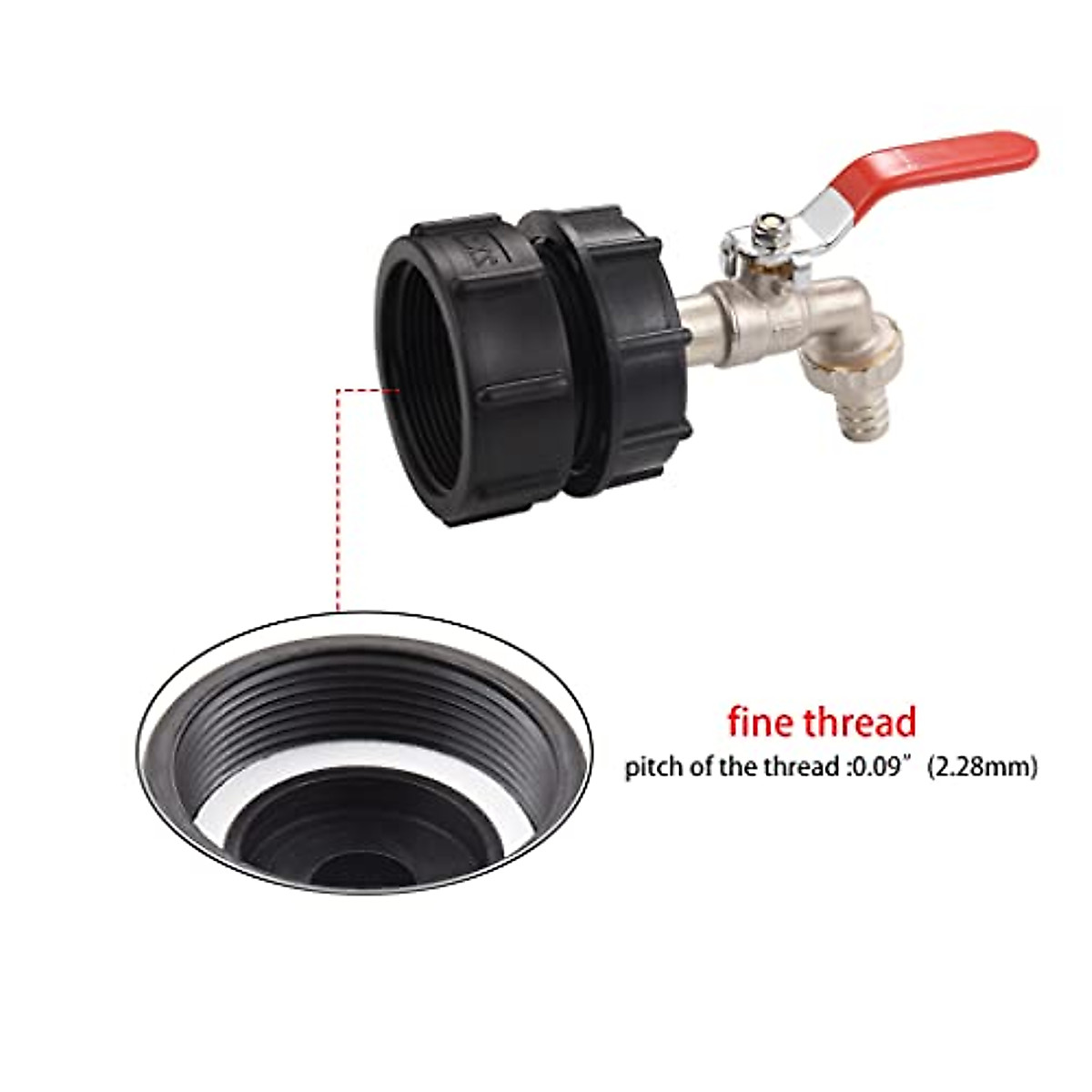 Wantmatch 275-330 Gallon IBC Tote Tank Adapter, Fine Thread + Brass Spigot faucet,Replacement Valve Fitting for Garden Hose Connection to IBC Tote