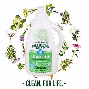 Charlie’s Soap Laundry Liquid (100 Loads, 1 Pack) 75.0 Fl Oz Natural Deep Cleaning Hypoallergenic Laundry Detergent – Eco-Friendly, Safe and Effective
