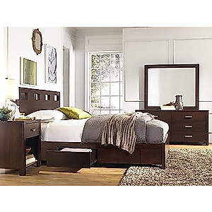 Modus Furniture Solid Wood 2-Side Storage Bed, California King, Riva - Chocolate Brown