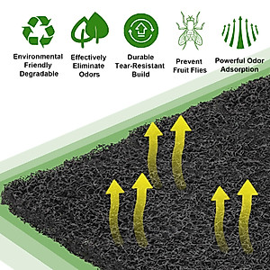 15 Pack Trash Can Odor Filter Refills for Trash Can and Compost Bin, Activated Charcoal Deodorizer Sheets for Indoor Kitchen Compost Bucket Countertop and Recycle Bin, Square 3.9 Inch