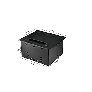 Tabletop Brush Flip Connectivity Box with 2 AC Power + 2 USB Charger + HDMI + 1 3.5mm Audio + USB-C Data + RJ45(cat6) for Conference Room (Black)