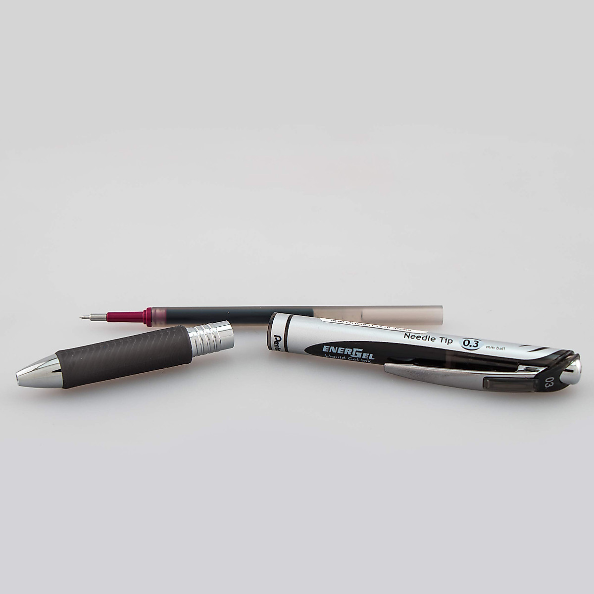 Pentel EnerGel RTX Retractable Liquid Gel Pen, (0.3mm) Needle Tip, Extra Fine Line, Black Ink, 3-Pk (BLN73BP3A)