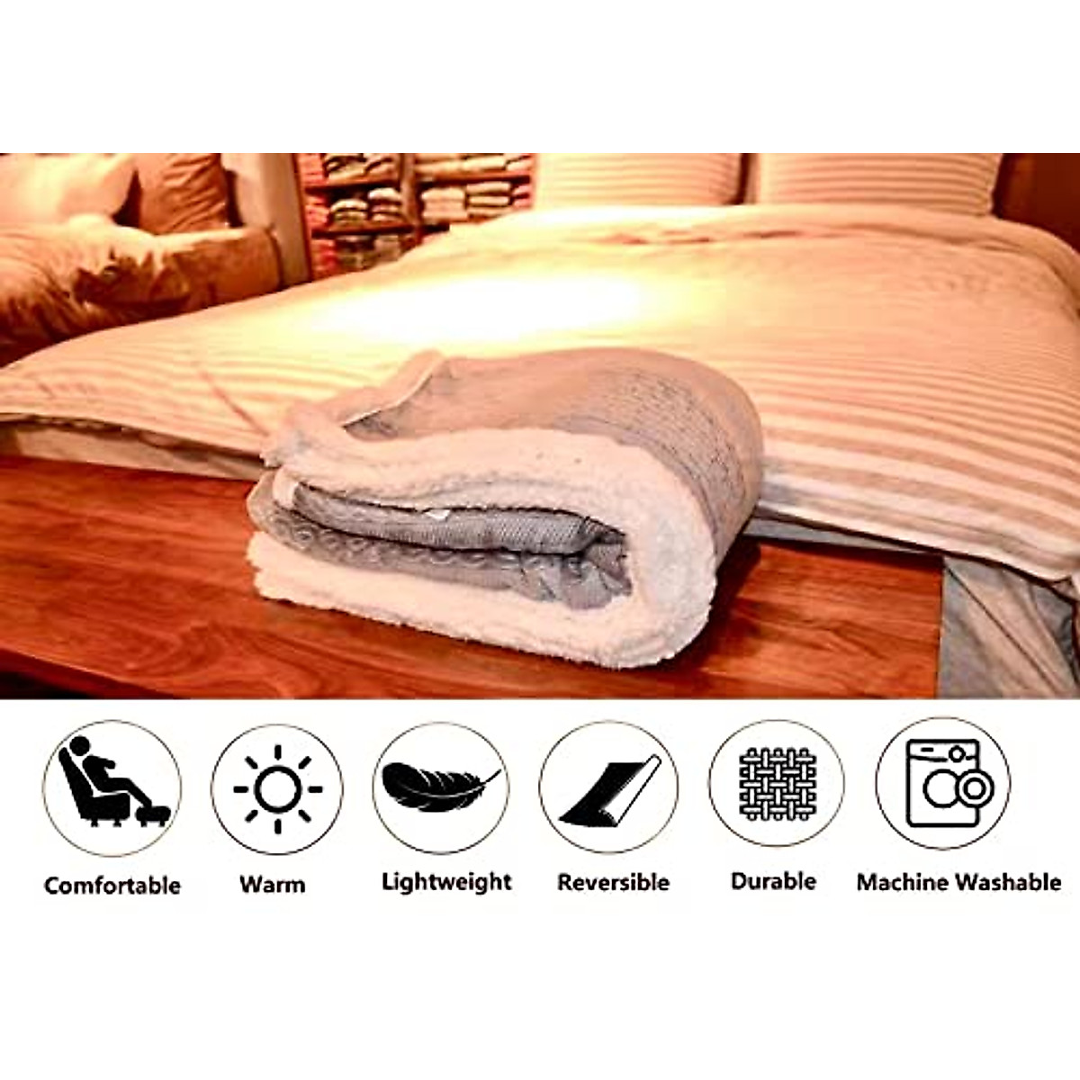 Brilliant JJJJ Sherpa Fleece Throw Blanket for Couch – Grey Fuzzy Warm Soft Blankets and Throws for Sofa, 39x60 Inches