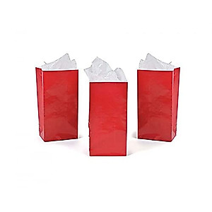 Unique Party Paper Bags, 10" x 5", Ruby Red