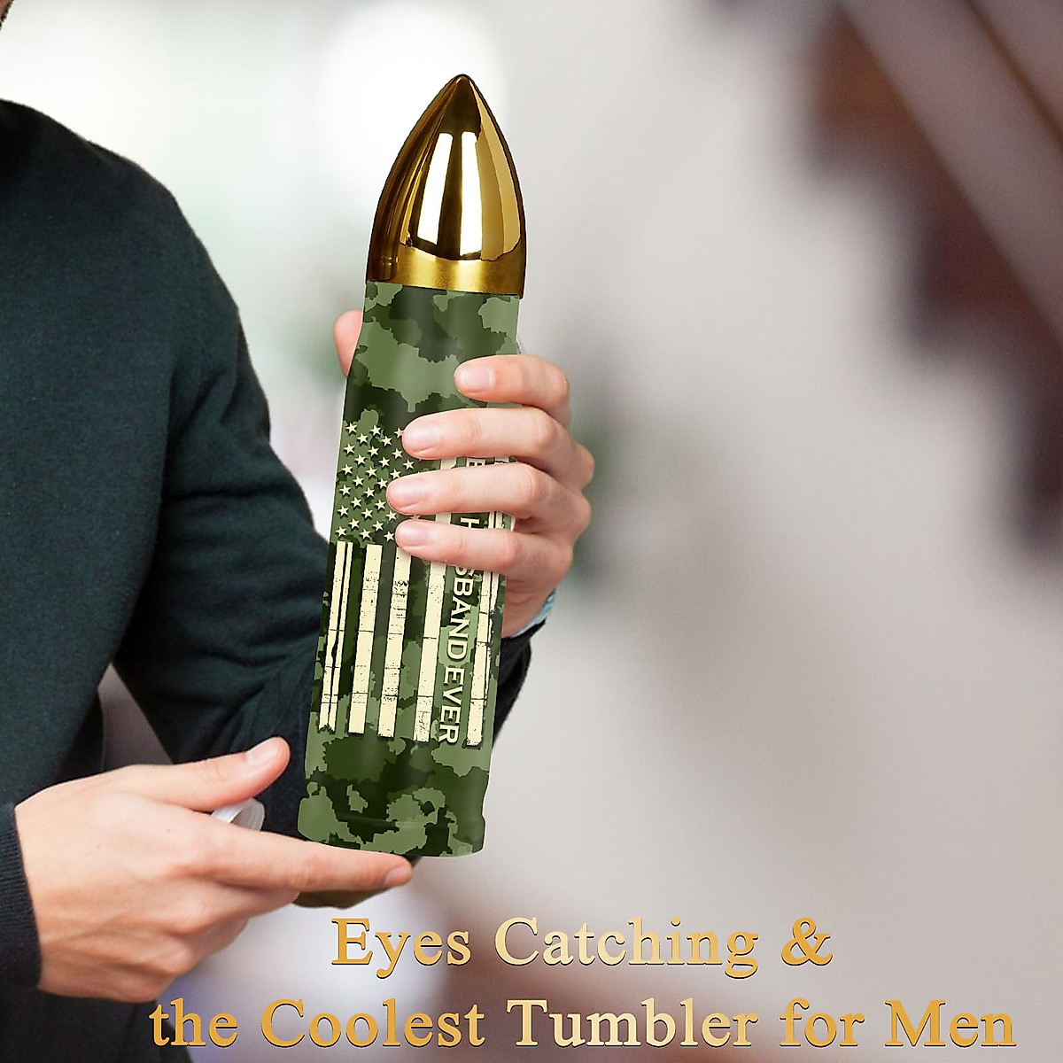 RHONGE Gifts For Husband, Husbands Bullet Tumbler 17 Oz, Camo Gifts Bullet Tumbler For Him From Wife, Birthday Valentine's Day Anniversary Present, Best Husband Ever Cup