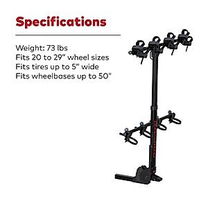 Yakima Versatile HangTight 4 Vertical Hanging Hitch Steel Bike Rack for 2 Inch Hitch Receivers with Fully Padded Cradles and Tilting Design, Black