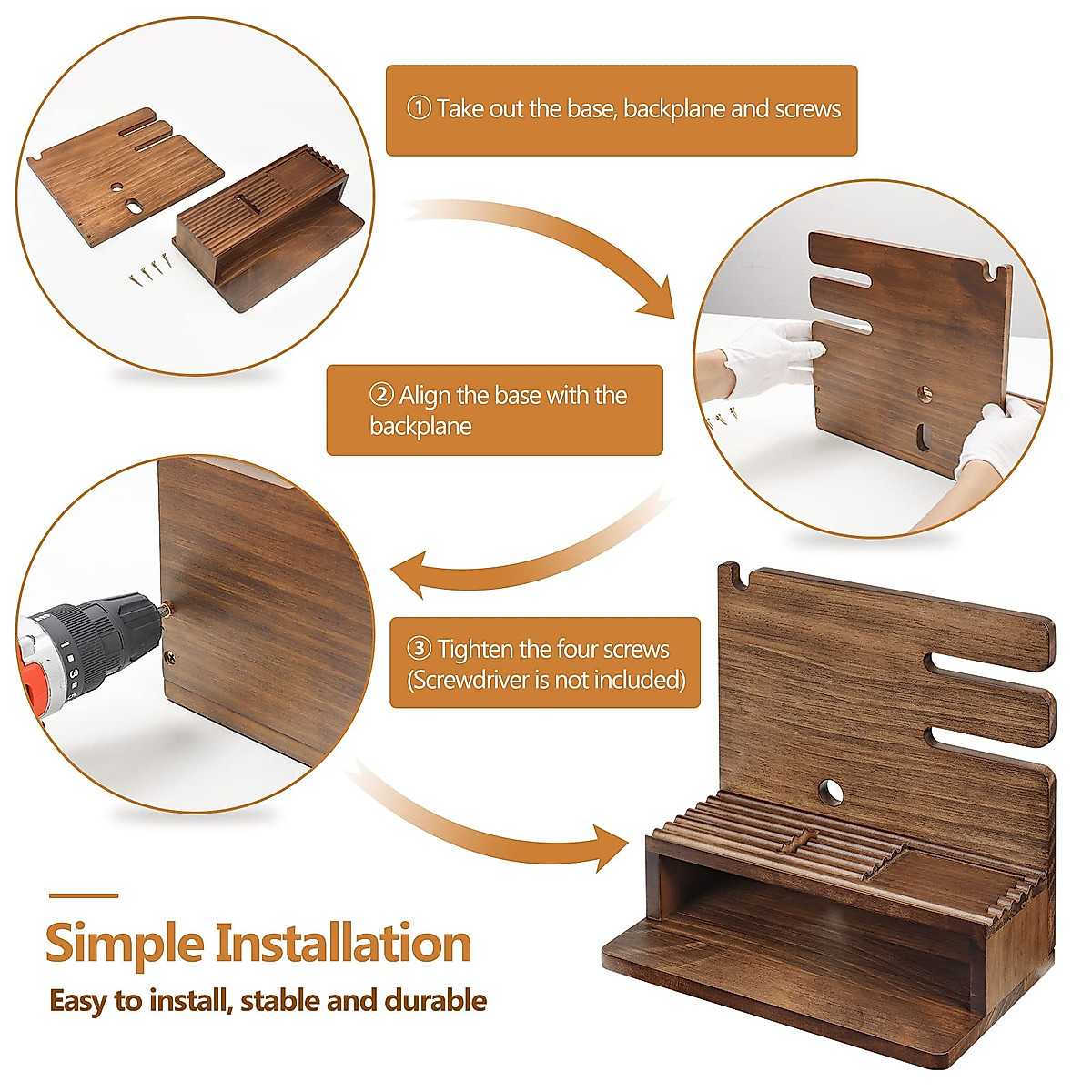 Homde Solid Wood Charging Station Storage/Nightstand for Multiple Devices Including Phone, Smart Watch, Laptop, Tablet Perfect as an Electronic Organizer Gift for Men