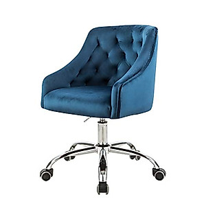 Velvet Fabric Swivel Task Chair for Home Office Ergonomic Comfortable Chair - Navy Blue with Dirt-Proof M-6030S