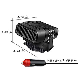 12V Car Heater, 150W Electionic Auto Defrost Defogger, 2 in 1 Portable Heating/Cooling Fan for Truck, 3-Outlet, Plug Into Cigarette Lighter, 360 Degree Rotary-2022 Upgraded