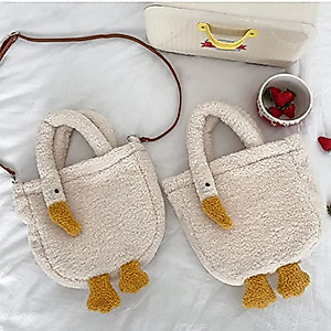CALLARON Cute Plush Goose Bag Funny Novelty Goose Purse Plush Shoulder Bag Large Tote Handbag Purse Faux Fur Shopping Dating Bag