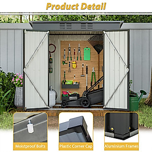 CHUNLY 6 x 4 ft Outdoor Storage Shed with 2 Double Hinged Door & Floor Base, All Weather Tool Shed Outdoor Storage Lockable Garden Shed Storage Room for Garden Patio Backyard Lawn Black