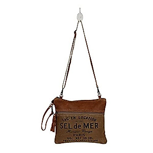Myra Bag French Toast Small & Cross Body Bag Upcycled Canvas & Leather S-2649