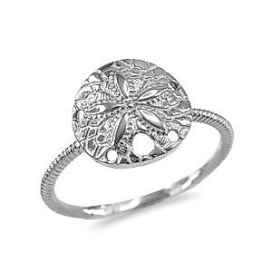 Claddagh Gold Certified 925 Sterling Silver Twisted Rope Band Sand Dollar Ring (Size 11)